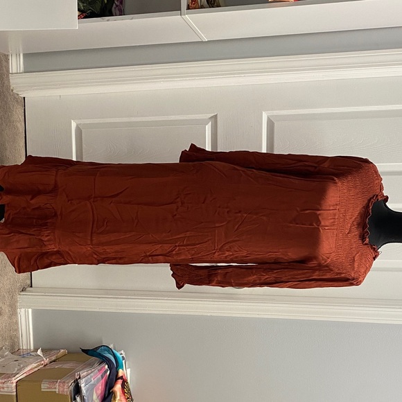 Zara | Dresses | Zara Long Sleeve Rust Dress | Poshmark